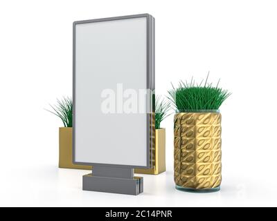 Interior poster mockup with vertical golden photo frame in home ...