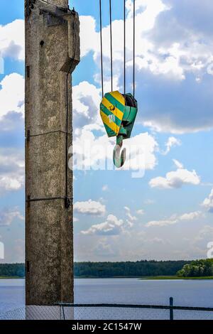 construction crane on the background of clouds during sunny day Stock ...