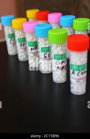 Close up of homeopathic medicines Stock Photo - Alamy