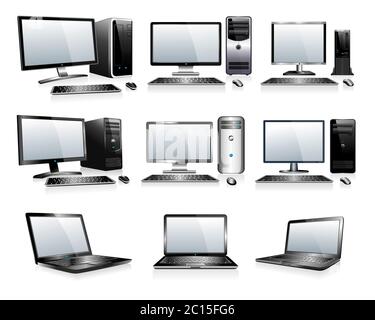 Computer widescreen monitor, keyboard, mouse sign icon. Seamless pattern with geometric texture ...