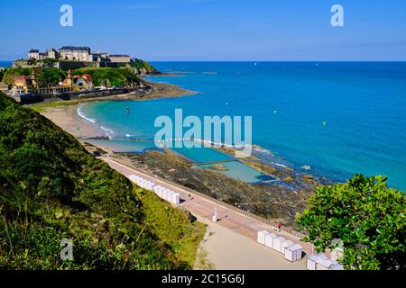 Swimming at the beach, Granville (Manche, Normandy, France Stock Photo ...