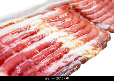 Sliced bacon isolated over white background Stock Photo - Alamy