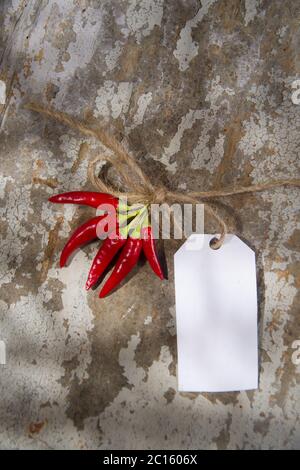 Chili with ticket Stock Photo - Alamy