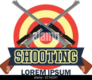 Pistol Weapon logo label emblem. A pair of crossed pistol guns ...