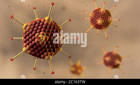 Virus cells of the adenovirus family in icosahedral shape - 3d ...