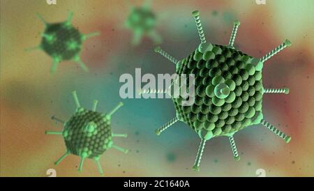 Virus cells of the adenovirus family in icosahedral shape - 3d ...
