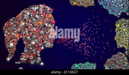 Droplet transmission of pathogens, illustration Stock Photo - Alamy