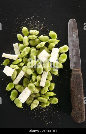 Pods with cheese Stock Photo - Alamy
