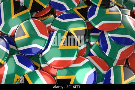South Africa Badges Background - Pile of South African Flag Buttons. 3D ...
