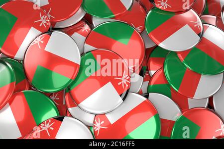 Oman - round badges with country flag on white background - 3D ...
