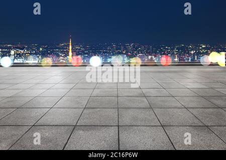 empty floor with cityscape of tokyo at night Stock Photo - Alamy