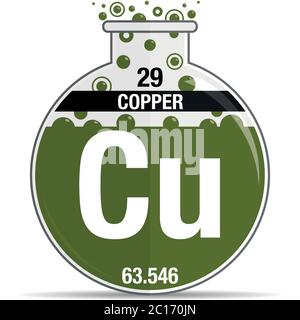 Copper symbol on chemical flask. Element number 29 of the Periodic ...