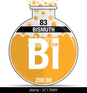 Bismuth symbol on chemical flask. Element number 83 of the Periodic ...