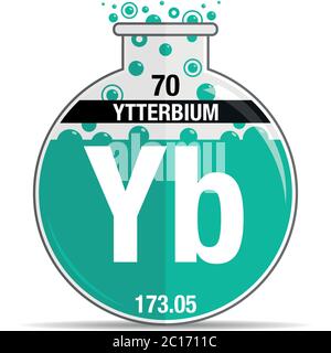 Ytterbium symbol on chemical flask. Element number 70 of the Periodic ...