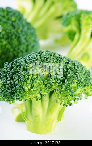 Fresh Raw Organic Broccolini cabbage in a steel tray. Isolated on white ...