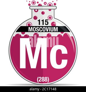 Moscovium symbol on chemical flask. Element number 115 of the Periodic ...