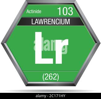 Lawrencium symbol. Element number 103 of the Periodic Table of the ...