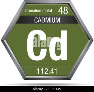 Cadmium symbol. Element number 48 of the Periodic Table of the Elements ...