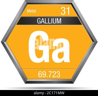 Gallium symbol. Element number 31 of the Periodic Table of the Elements ...