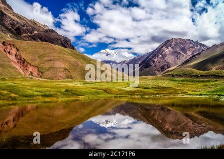 Aconcagua pond reflection Stock Photo - Alamy