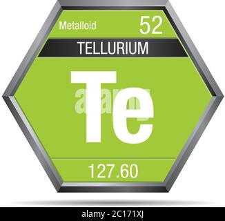 Tellurium symbol. Element number 52 of the Periodic Table of the ...