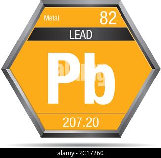Lead symbol. Element number 82 of the Periodic Table of the Elements ...