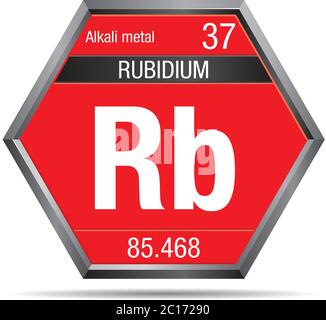 Rubidium symbol. Element number 37 of the Periodic Table of the ...