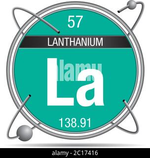 Lanthanium symbol. Element number 57 of the Periodic Table of the ...