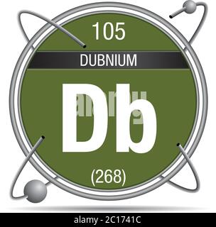 Dubnium chemical element. Chemical symbol with atomic number and atomic ...