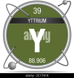 Yttrium symbol. Element number 39 of the Periodic Table of the Elements ...