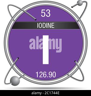 Iodine symbol. Element number 53 of the Periodic Table of the Elements ...