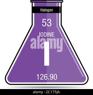 Iodine symbol. Element number 53 of the Periodic Table of the Elements ...
