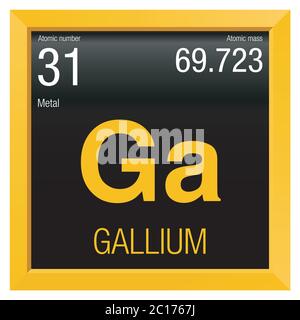 Gallium symbol. Element number 31 of the Periodic Table of the Elements ...