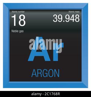 Argon symbol. Element number 18 of the Periodic Table of the Elements ...