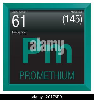 Promethium symbol. Element number 61 of the Periodic Table of the ...
