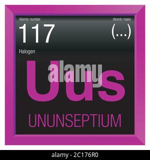 Ununseptium symbol. Element number 117 of the Periodic Table of the ...