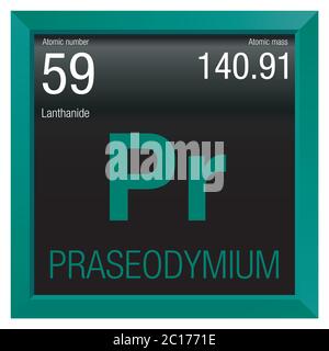 Praseodymium symbol. Element number 59 of the Periodic Table of the ...