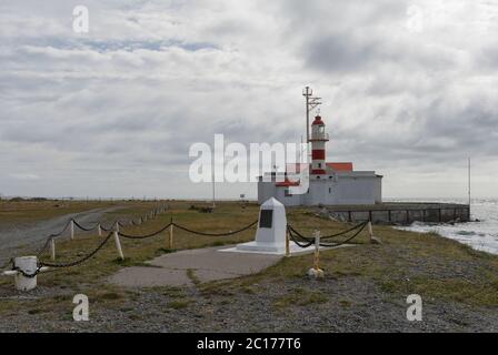 Punta Delgada lighthouse on Magellan Strait, Patagonia, Chile Stock ...
