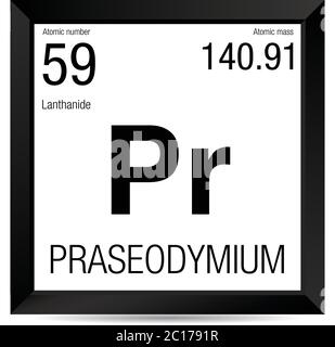 Praseodymium symbol. Element number 59 of the Periodic Table of the ...