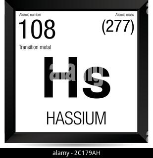 Hassium symbol. Element number 108 of the Periodic Table of the ...