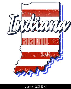 Indiana map typography. Indiana state map typography. Indiana lettering ...