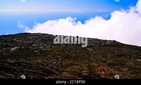 Panorama inside caldera of Pico volcano, Azores, Portugal Stock Photo ...