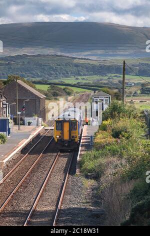 Drigg railway station with mechanical signal box and manually operated ...