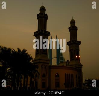 Exterior sunset view to Ras Rumman Mosque at Manama. Bahrain Stock ...