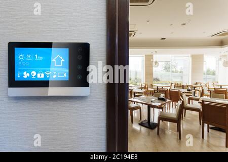 smart screen with smart home with modern cafeteria Stock Photo - Alamy