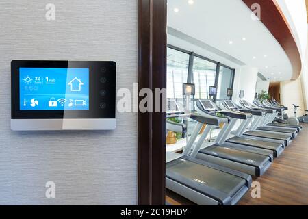 smart screen with smart home with modern gym Stock Photo - Alamy