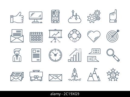 Business mountain target icons set 9 color vector isolated on white for ...