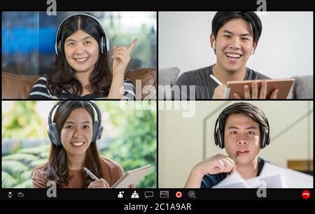 Video Conference Call Vote At Collaboration Business Meeting Stock ...