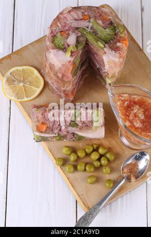 Aspic. traditional Russian dish. Meat jelly Stock Photo - Alamy