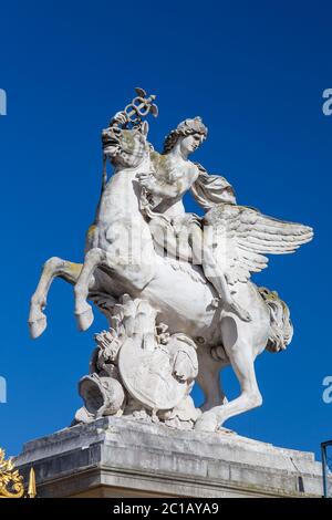 Marble statue of Hermes riding Pegasus created by Antoine Coysevox ...